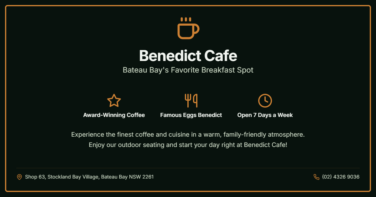 Benedict Cafe - Best Coffee and Breakfast in Bateau Bay